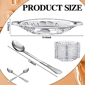 12 Sets 8 oz Acrylic Banana Split Bowls and Teaspoon Set Clear Banana Split Boats Silverware Split Ice Cream Dish Spoons Stainless Steel Coffee Spoons for Dessert Kitchen Party, Dishwasher Safe