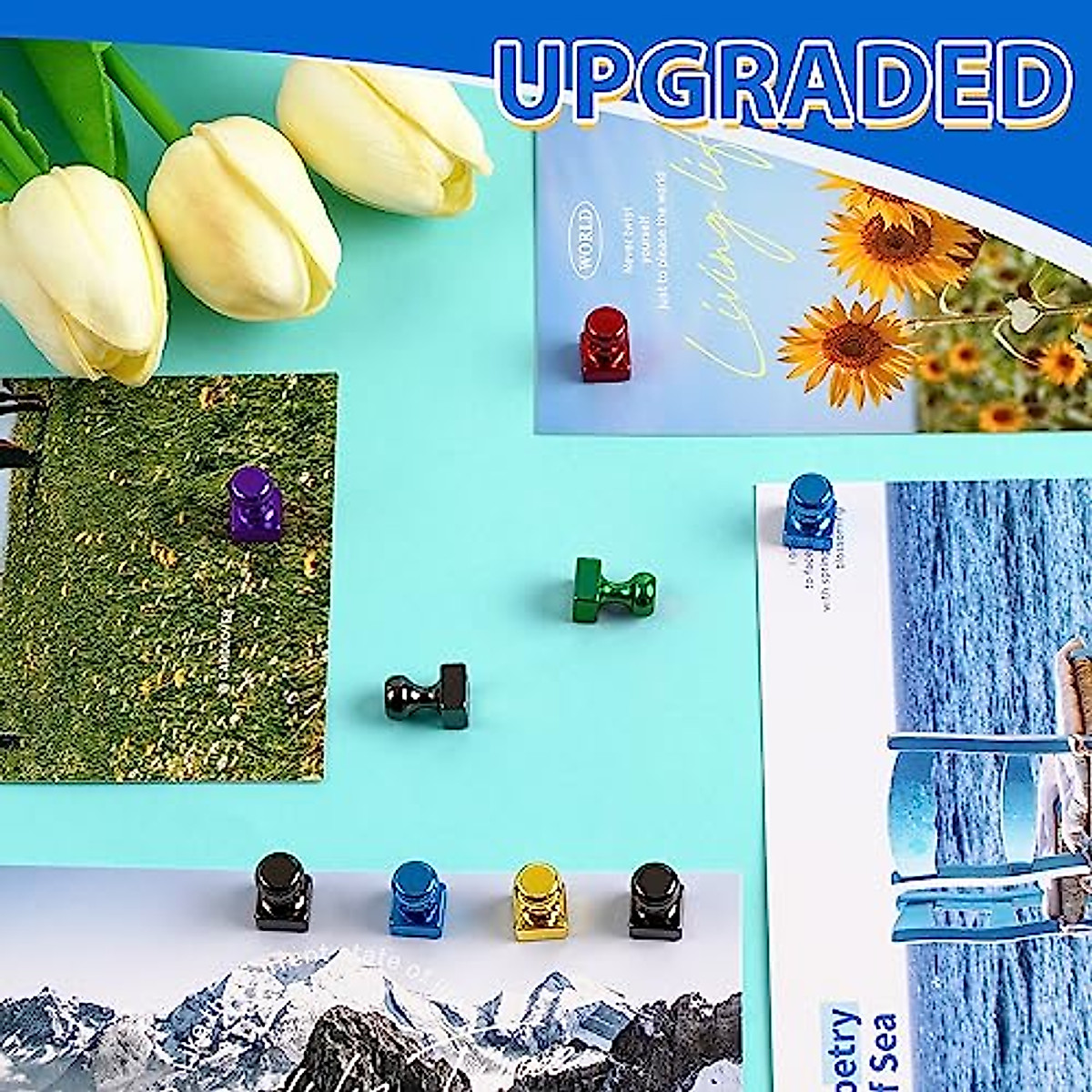 WUDIME 12Pack Strong Whiteboard Magnets, Upgraded Purple Fridge Magnets Adult Refrigerator Magnets, Small Magnets Fridge Decorative, Push Pins Magnet for Kitchen, Office, School, Locker, Map