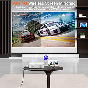 AuKing Projector with WiFi and Bluetooth, 2023 Upgraded 5G Native 1080P Projector 4K Supported with 100’’ Screen and Tripod, 380ANSI Outdoor Projector Compatible with Android/iOS/HDMI/USB/TV Box