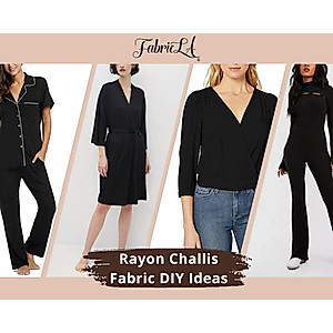 Rayon Challis Fabric by The Yard - 60" Inches Wide - Lightweight Rayon Fabric - Use Rayon Fabric by The Yard for Lounge Wear, Jumpsuits, Pajamas, and Skirts - Black, 2 Continuous Yards