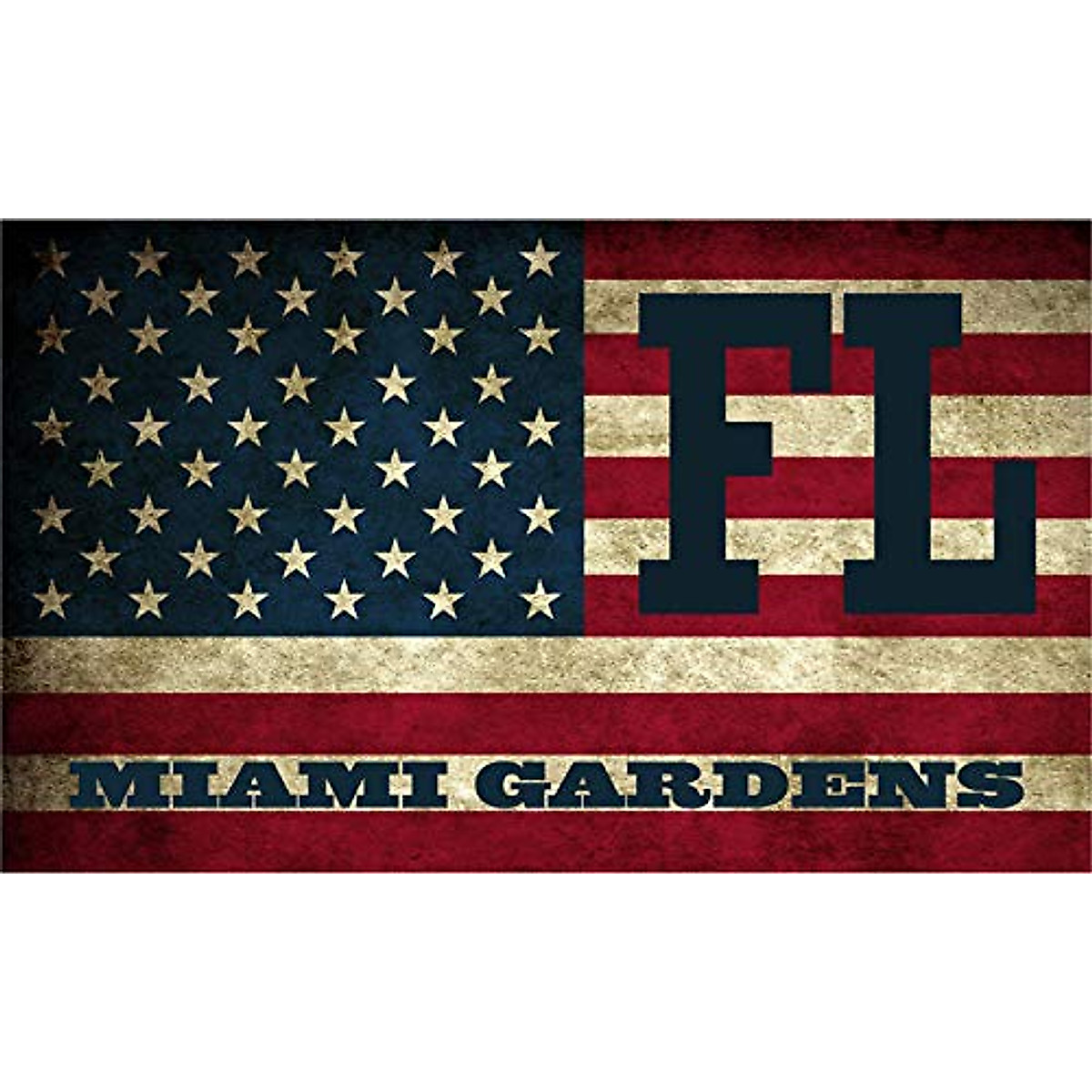 (x3) 2x3 inch Stickers | Reflective Miami Gardens FL Florida Miami-Dade County Vintage US Flag Sticker Graphic - Construction Toolbox, Hardhat, Lunchbox, Helmet, Mechanic, Luggage