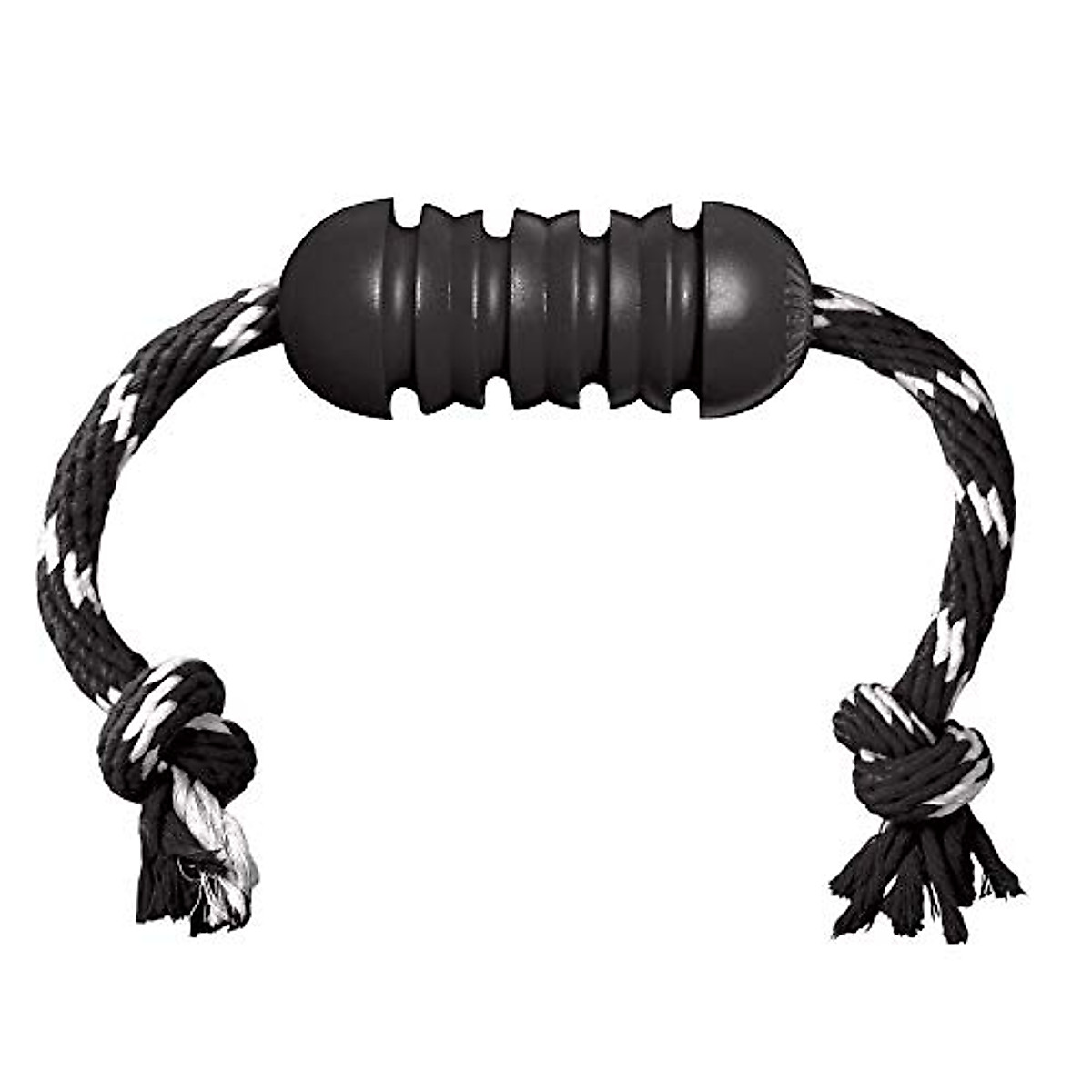 KONG - Extreme Dental with Rope - Durable Natural Rubber Dog Bone for Power Chewers, Black - for Medium Dogs