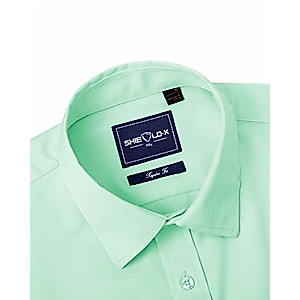 Alimens & Gentle Men's Dress Shirts Slim Fit Button Down Shirts Long Sleeve Stretch Wrinkle-Free Shirt Stain Sheild Grass Green