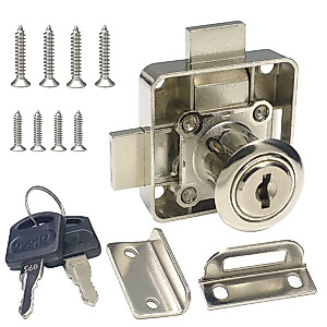 Double Door Cabinet Lock Cabinet Drawer Lock [Keyed Alike] ​Double Deadbolt Door Lock [Right Side Door Mount]. Drill Diameter 3/4"/19mm for (3/5"-/15mm -7/8"-/22mm) Door Panels (1 Pack)
