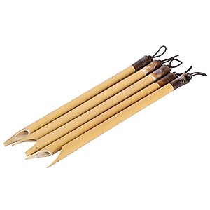 Bamboo Reed Qalam Pens, 5PCS Calligraphy Dip Pen, Vintage Handcrafted Manga Calligraphy Pens for Writing Drawing Painting (Bamboo Tip Set)