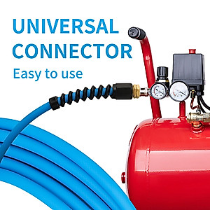 1/4 in x 25 ft Rubber Air Hose with Universial Connector, Lightweight, Kink Resistant, Flexible, All-Weather Air Tool Hoses 300 PSI Air Compressor Hose for Roofing and Furniture Jobs