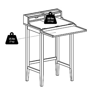 Winsome Brighton High Desk with 2-Drawer, Brown