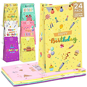JOHOUSE 54PCS Birthday Party Favor Bags, Happy Birthday Goodie Bags Gift Bags Treat Bags for Kids Birthday Party 6 Designs