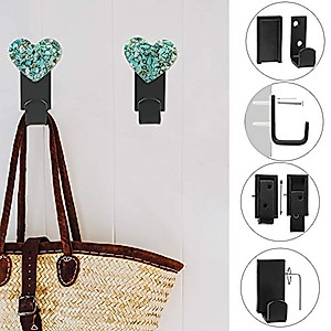 Amogeeli 2pcs Heart Shaped Crystal Resin Metal Wall Hooks for Hanging, Decorative Clothes Hat Hanger