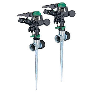 Melnor 65176AMZ Pulsating Sprnk w/Spike Sprinkler Bundle, Green, Black