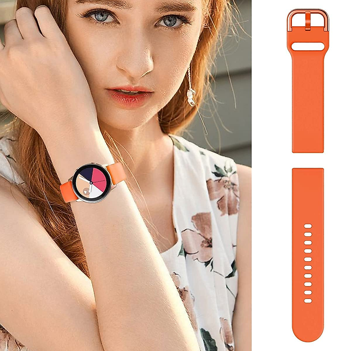 Minggo Band Compatible with Samsung Galaxy Watch Active/Active2 40mm/44mm,Silicone Sports Wristband Replacement Compatible for Galaxy Watch 42mm/Gear S2 Classic/Gear Sport Smart Watch (Orange)