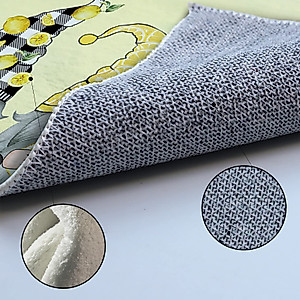 LBCASA Kitchen Rugs and Mats Washable 2 Pieces, Summer Lemon Gnomes Cushioned Kitchen Rug, Country Fruits Yellow Non-Slip Kitchen Mat for Front of Sink, Laundry, Bathroom, 24"x35"+24"x71"