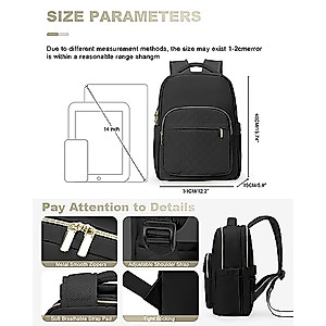 livbote Light Flight Travel Laptop Backpack Women, Mochilas para Mujer, Nurse Quilted Backpack, Water-repellent Small Backpack with USB Charging Port, Black