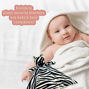 Doindute Baby Zebra Soft Stuffed Animal Security Blanket, Plush Zebra Character Lovey Blanket, Baby Shower/Nursery Gift, Newborn Infant Toddler Snuggle Blankie for Boys Girls, 13 Inches