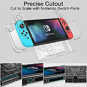 HEYSTOP Switch Case for Nintendo Switch Case Dockable with Screen Protector, Clear Protective Case Cover for Nintendo Switch and JoyCon Controller with a Switch Tempered Glass Screen Protector