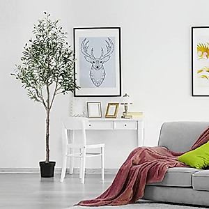 OAKRED Artificial Olive Tree,6FT Tall Fake Plant Faux Olive Plants for Indoor,Natural Fake Tree,Artificial Silk Plants for Office Home Living Room Floor Patio Greening Porch Decor,Set of 1