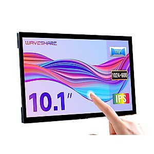 waveshare 10.1inch Capacitive Touch Screen LCD Compatible with Raspberry Pi 5/4B/3B+/3A+/2B/B+/A+/Zero/Zero W/WH/Zero 2W CM3+/4 1024×600, HDMI IPS 10-Points Touch Supports Windows/Jetson Nano
