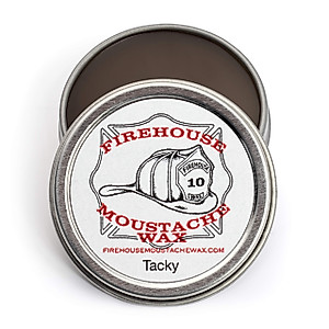 Firehouse Moustache Wax WACKY TACKY - Strong Heavy-Duty Dark Mustache & Beard Wax, Naturally Scented & Colored, All-Weather Mustache Wax (1 Ounce Tin); HANDMADE in Small Batches by John the Fireman
