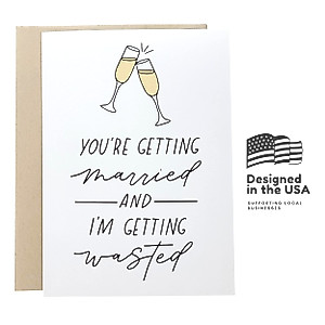 Sleazy Greetings Funny Wedding Card Or Engagement Card | Funny Bridal Shower Bachelorette Party Gift Card For Bride Couple | Adult Celebrating Card For Her Him | I'm Getting Wasted Card