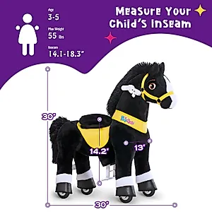 PonyCycle Pony Cycle 3-5 Authentic Ride on Toys Riding Horse Toys (with Brake/ 30" Height/Size 3) Riding Pony Rider Bouncy Animals Rocking Horse Black Walking Horse E338