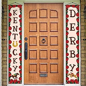 Kentucky Derby Porch Banner Churchill Downs Horse Racing Run for The Roses Party Front Door Sign Decoration Supply