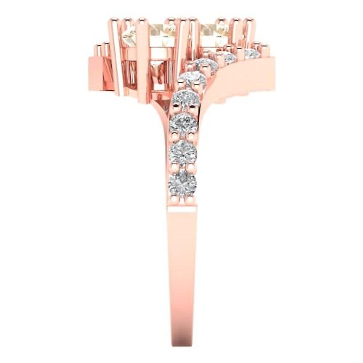 Clara Pucci 1.98 ct Round Cut 2 stone Solitaire Natural Brown Morganite Engagement Promise Anniversary Bridal Ring 18K Rose Gold 10.5