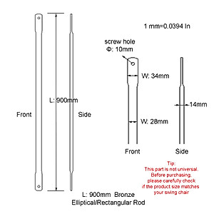 Timyrimy 90cm/35.4inch Garden Swing Replacement Bars, Bronze Metal Elliptical/Rectangular Rods for Hanging Swing Seat to Frame(2PCS/CTN)