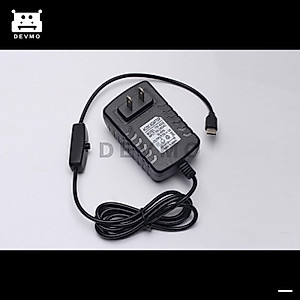 DEVMO Raspberry Pi 4b Power Supply, AC Adapter 5V 3A USB-C Type-C with Switch Button Charger Compatible with Rasberry Pi 4 Generation