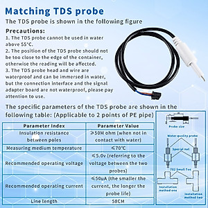 EC Buying TDS Water Quality Detection Sensor Module with XH2.54-3Pin Dissolved Solids Module Power Supply Voltage 3.3~5.0V Water Quality Detection Suitable for ARDUINO/51/stm32/DIY TDS Tester