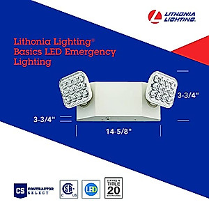 Lithonia Lighting EU2C M6 Emergency Light with 2 LED Lamps, Square, Ivory White