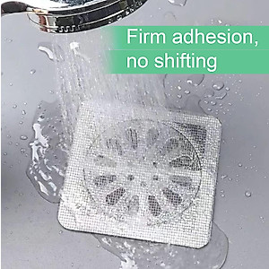 50 Pack Shower Drain Hair Catcher Disposable, Mesh Stickers，4" X 4" Shower Drain Protector for Bathroom Tub Shower and Sink