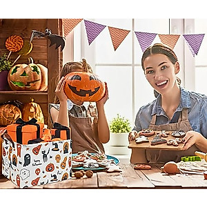 HIYAGON Halloween Basket Trick or Treat Halloween Basket for Boys and Girls Pumpkin Basket for Halloween Parties Cute Storage Bin Organizer Box Rectangular Room Decor(Halloween Basket)