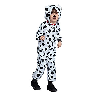 Amscan Dalmatian Hooded Jumpsuit For Kids- Black and White - 1 Set