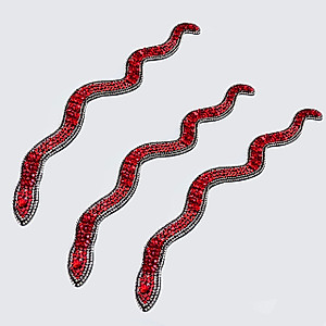 18" Large Sparkle Rhinestones and Sequin Red Snake Shaped Patches Applique Trim Ribbon for Outfit Pack of 3