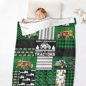 Tractor Blanket-Tractor Blanket for Boys, Girls Tractor Gift for Tractor Lovers-Cozy Soft Flannel Lightweight and Warm Used for Room Bed Camping 40"x50" for Kids Children