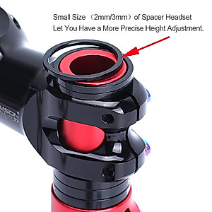 PLATT Bike Headset Spacer Aluminium Alloy Bicycle Stem Headset Spacers Fit 1 1/8-Inch Stem for MTB BMX Road Bikes 2/3/5/10mm(Red 7PCS)