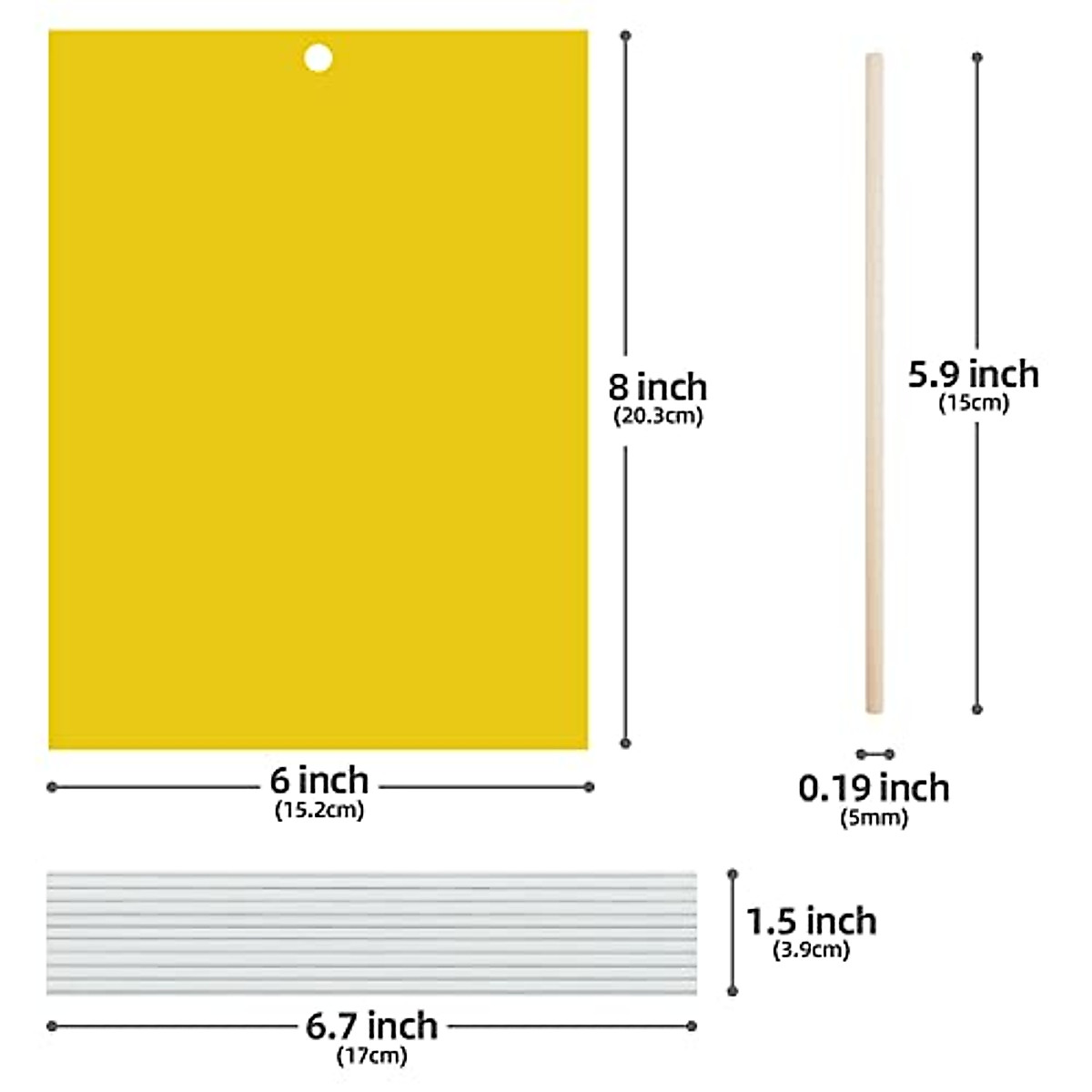 Kensizer 20-Pack Fruit Fly Trap, Yellow Sticky Gnat Traps Killer for Indoor/Outdoor Flying Plant Insect Like Fungus Gnats, Whiteflies, Aphids, Leaf Miners - 6x8 in, Twist Ties Included
