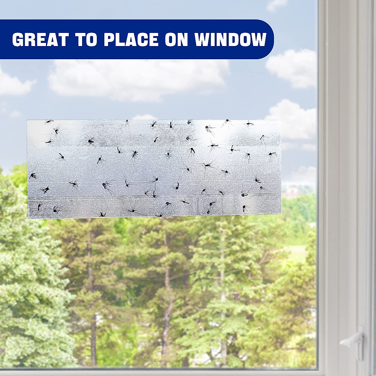 100 Count Window Fly Traps, Window Sticky Traps for Indoors, Clear Window Strip, Fly Catcher Trap for Home Houseflies, No Residue Fruit Fly Sticky Traps