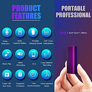 128GB Voice Activated Recorder, Long Battery Digital Audio Recorder, Portable Recording Devices, Voice Recorder with 2000 Hours Recording Capacity, 300 Hours Battery Time