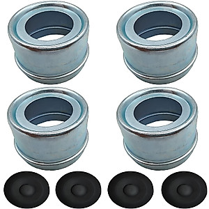 KLMHT Replaces Trailer Axle Dust Cap Cup Grease Cover & Rubber Plugs for Dexter EZ Lube Trailer Camper Axle 1.98" (4 Pack)