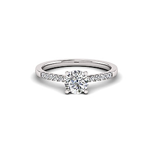 1.00 Carat TW Women's Moissanite and Natural Diamonds Engagement Ring in 10k White Gold, Size 9