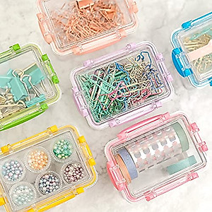 Small Plastic Box, Stackable Mini Plastic Storage Box with Lid, Clear Plastic Organizer Container for Jewelry Beads Small Crafts Items Accessories - 6 Pack