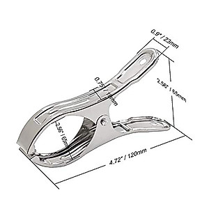 FOMMEN Large Heavy Duty Metal Clothespins 6 Packs Stainless Steel Clothespin,Big Beach Chair Towel Clips,Clamp for Quilt,Outdoor Light Clips