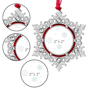West style 2023 Snowflake Christmas Tree Ornaments Metallic Picture Frame Hanging Home Deco Hanging Pendant Holiday Keepsake Gift (Red, A Snowflake)