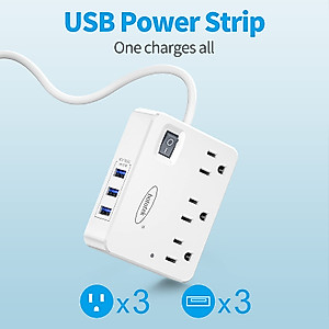 Power Strip, Bototek Extension Cord with 3 Widely Outlets 3 USB Ports, Flat Plug, 4Ft Desk USB Charging Station for Dorm Room Home and Cruise Ship Essentials Travel