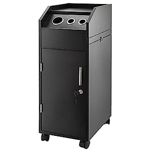 Happybuy Salon SPA Beauty Hairdressing Cart Storage Trolley with 4 Drawers Rolling Wheels Lockable 2 Keys w/Hairdryer Holder Space-Saving Side Tray (Black)