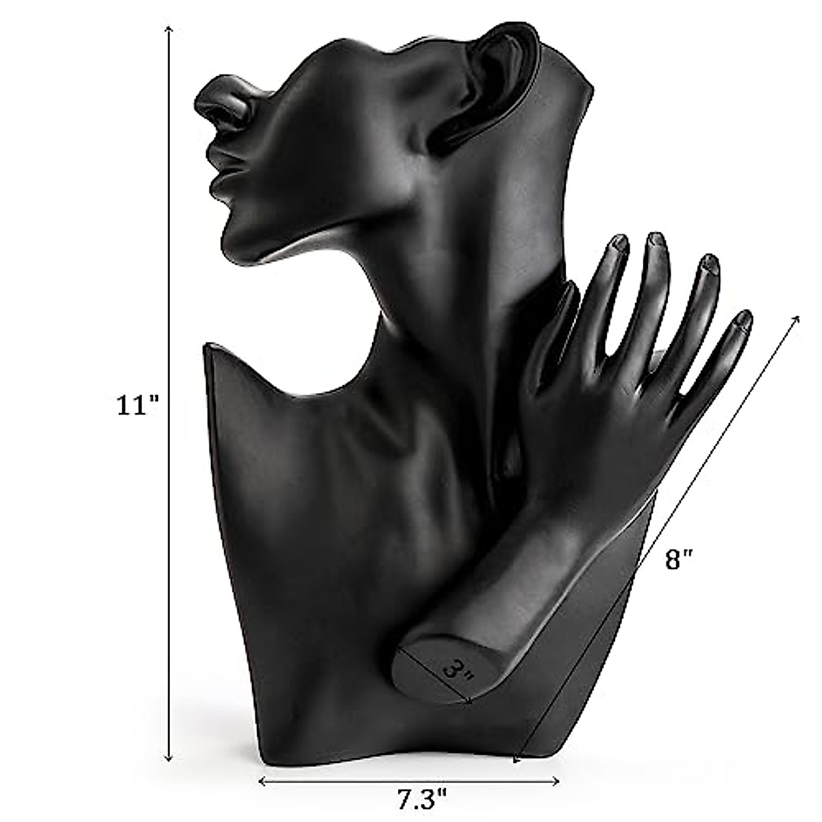 SOUJOY Jewelry Mannequin Stand Set, Earring Display with Hand, Resin Bust Holder Organizer for Show Jewelry, Necklace, Earrings, Rings