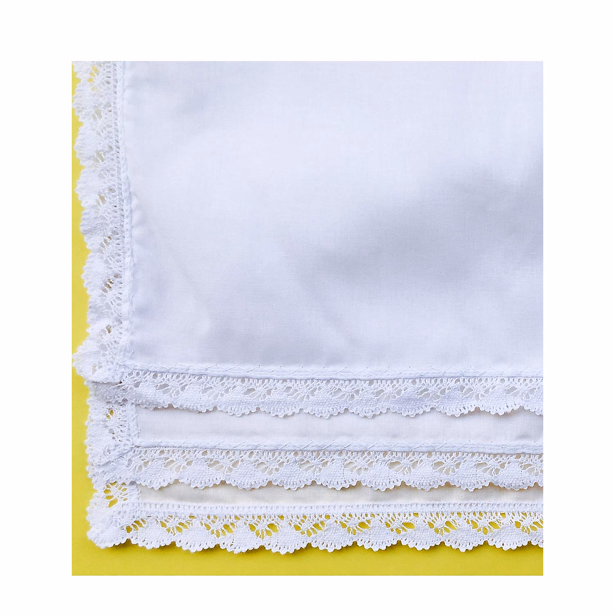 MemoryHanky Ladies Bridal Wedding Crochet Lace Handkerchiefs 60s Cotton Hankies Size 11.8"