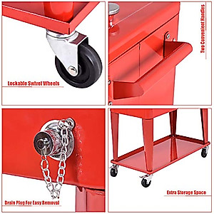 ReunionG 80-Quart Rolling Cooler Cart w/Bottle Opener and Catch Tray for Party Steel Bar Bistro- Red