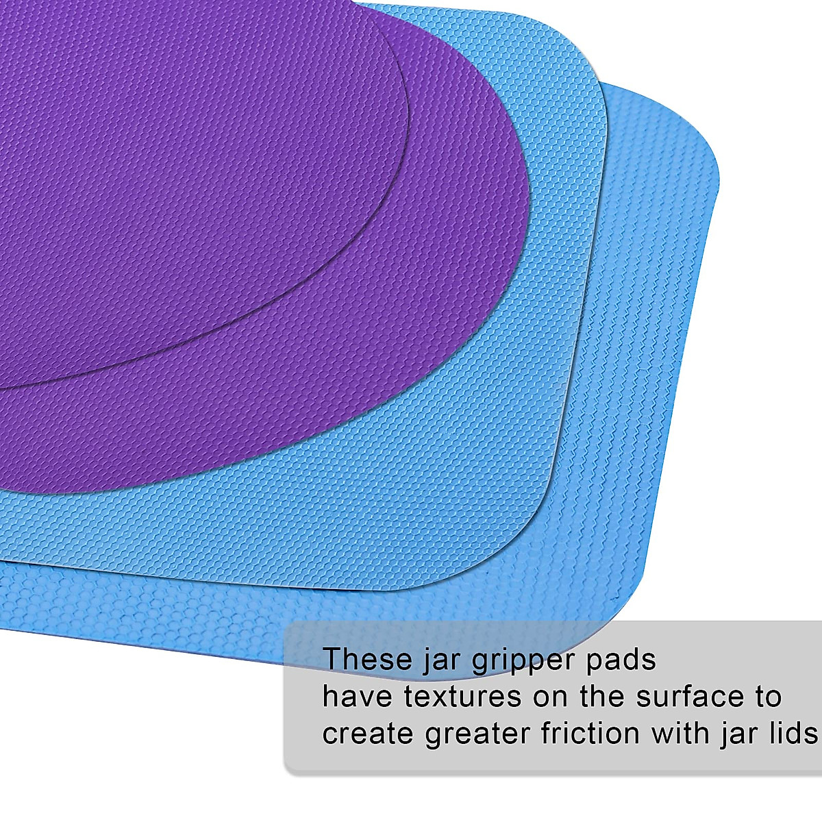 4pcs Jar Opener Gripper Pads, Rubber Jar Grippers Multi-function Jar Opener for Seniors with Weak Hands Coasters (Blue, Purple)